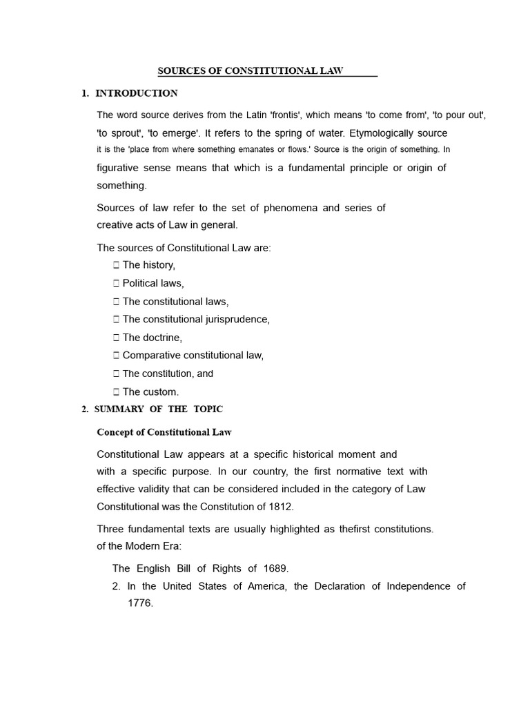 Sources of Constitutional Law Explained | PDF | Constitution | Sources ...