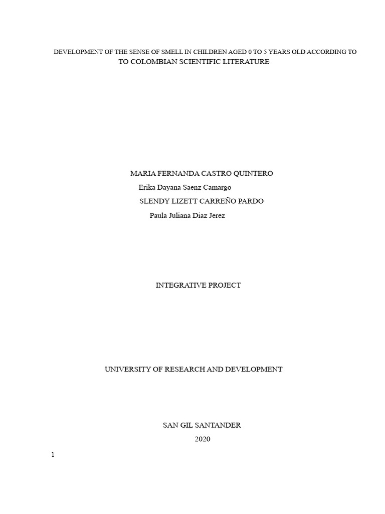 Development of The Sense of Smell in Children Aged 0 To 5 Years | PDF ...