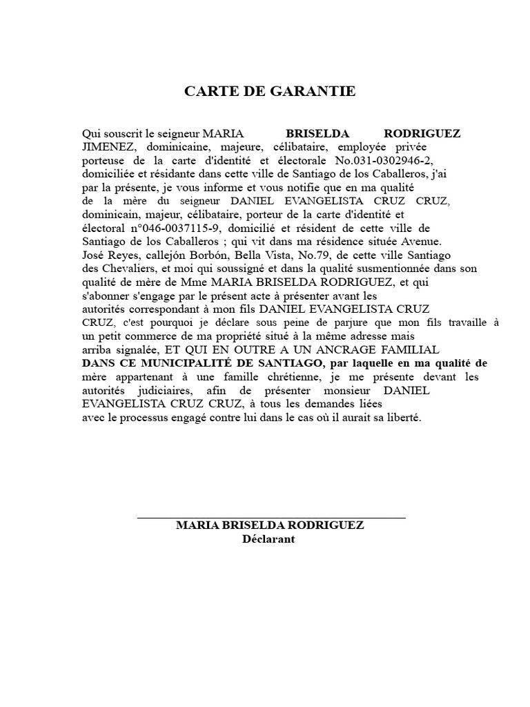 Lettre de Garantie | PDF