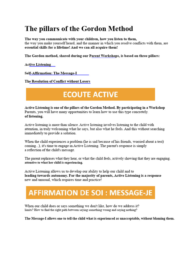 The Pillars of The Gordon Method | PDF | Conflict Resolution ...