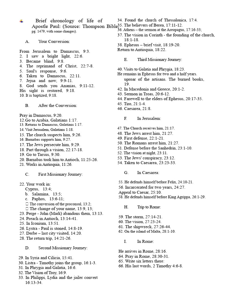 Chronology of The Life of The Apostle Paul | PDF | Paul The Apostle ...