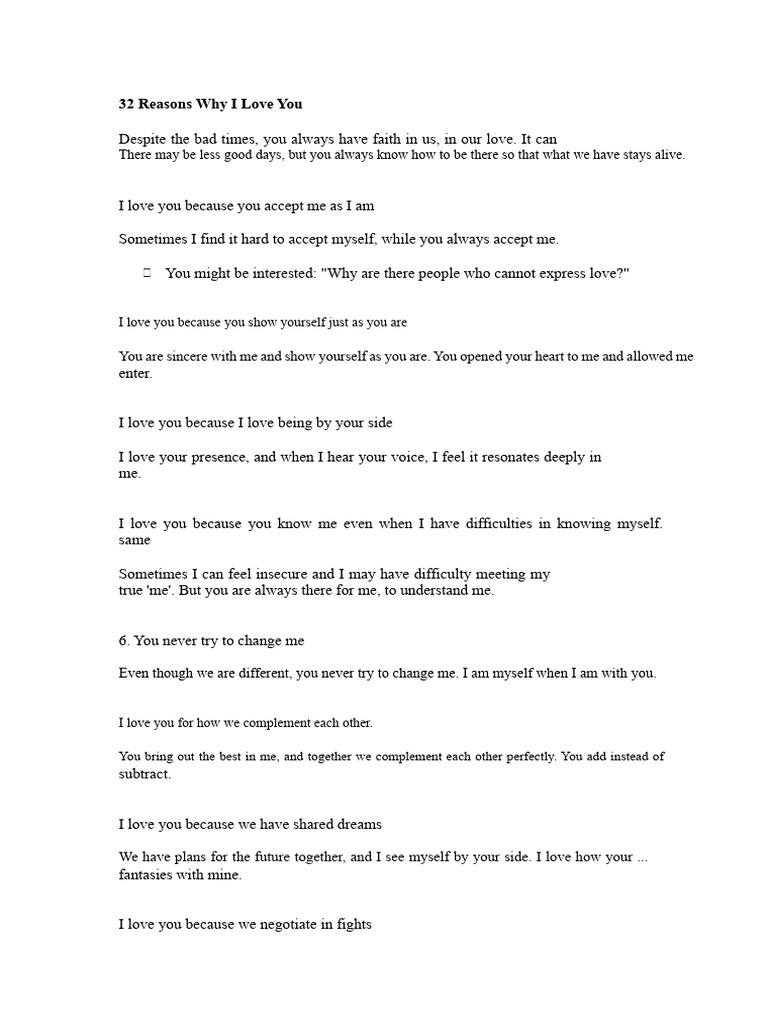 32 Reasons Why I Love You | PDF
