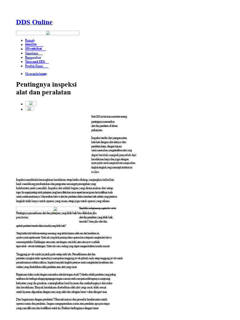 Pentingnya Inspeksi Alat Dan Peralatan | PDF