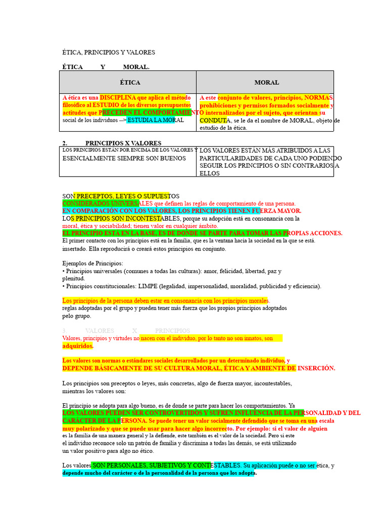 2 - Ética, Principios y Valores | PDF | Moralidad | Virtud