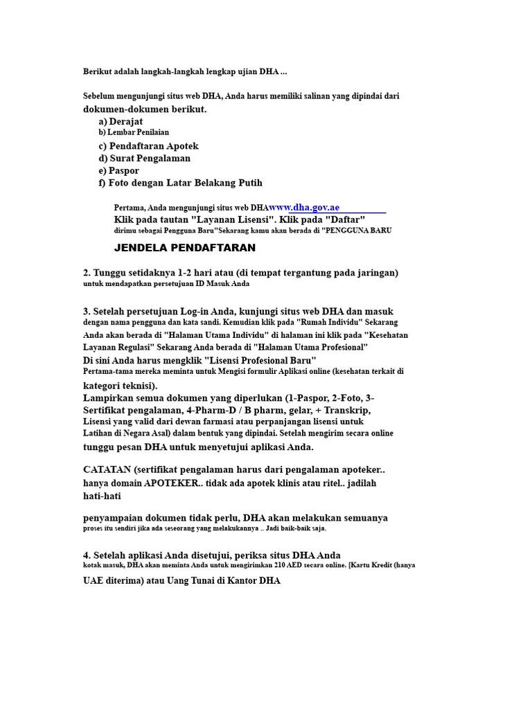 Informasi Prosedur DHA | PDF