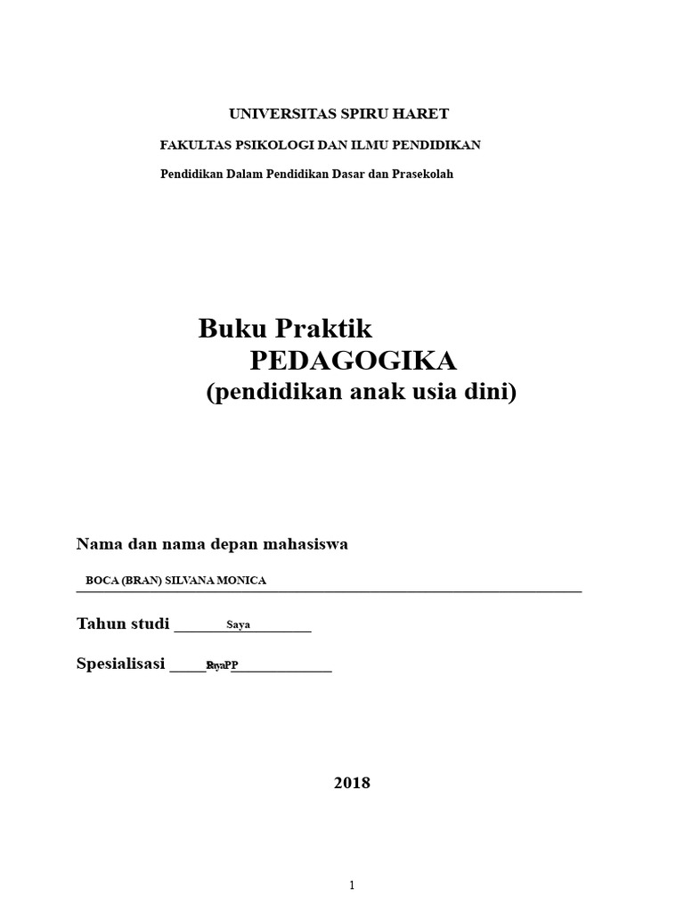 Buku Praktik Pendidikan (Inv Anak Usia Dini) | PDF
