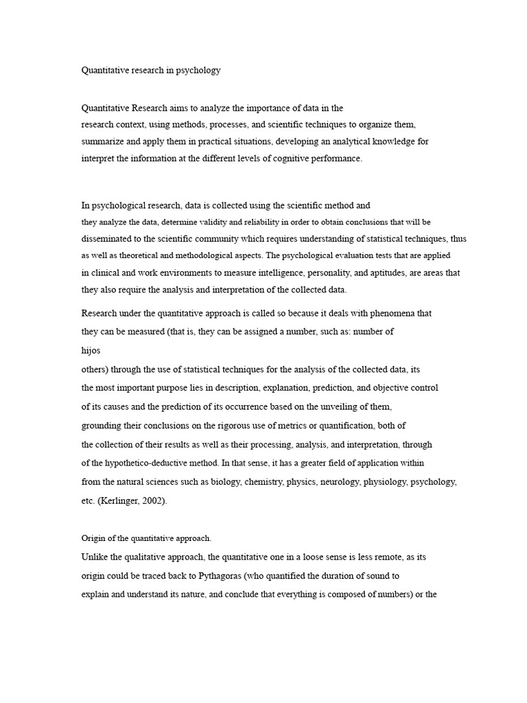 Overview of Quantitative Research in Psychology | PDF | Methodology ...