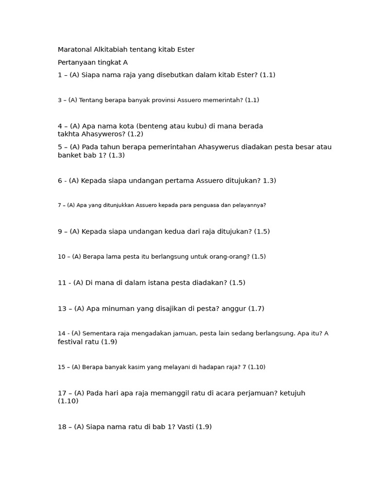 Maraton Alkitab Tentang Kitab Ester | PDF