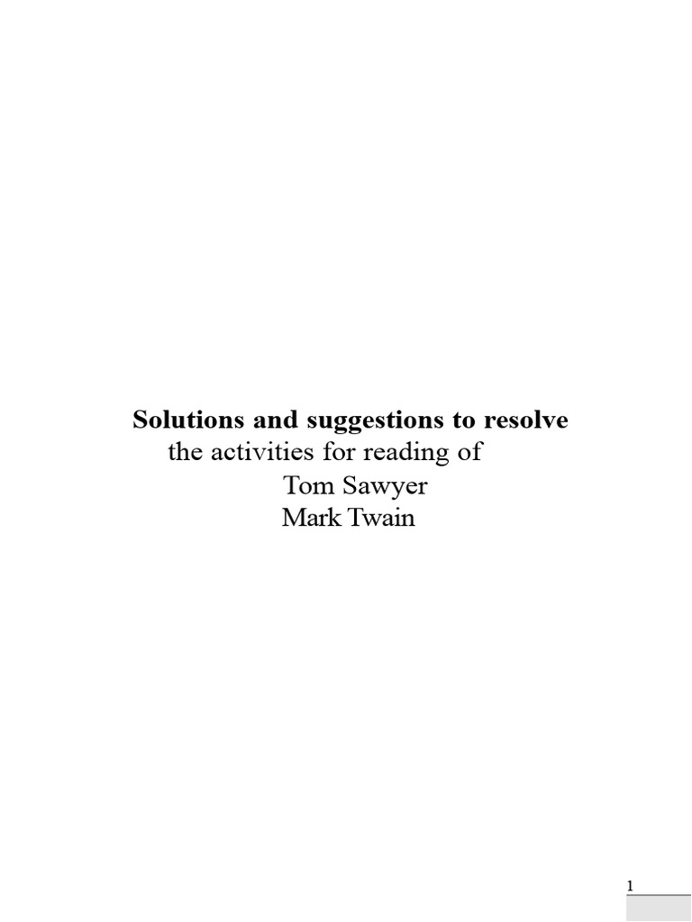 Reading Activities for Tom Sawyer | PDF | Huckleberry Finn | The ...