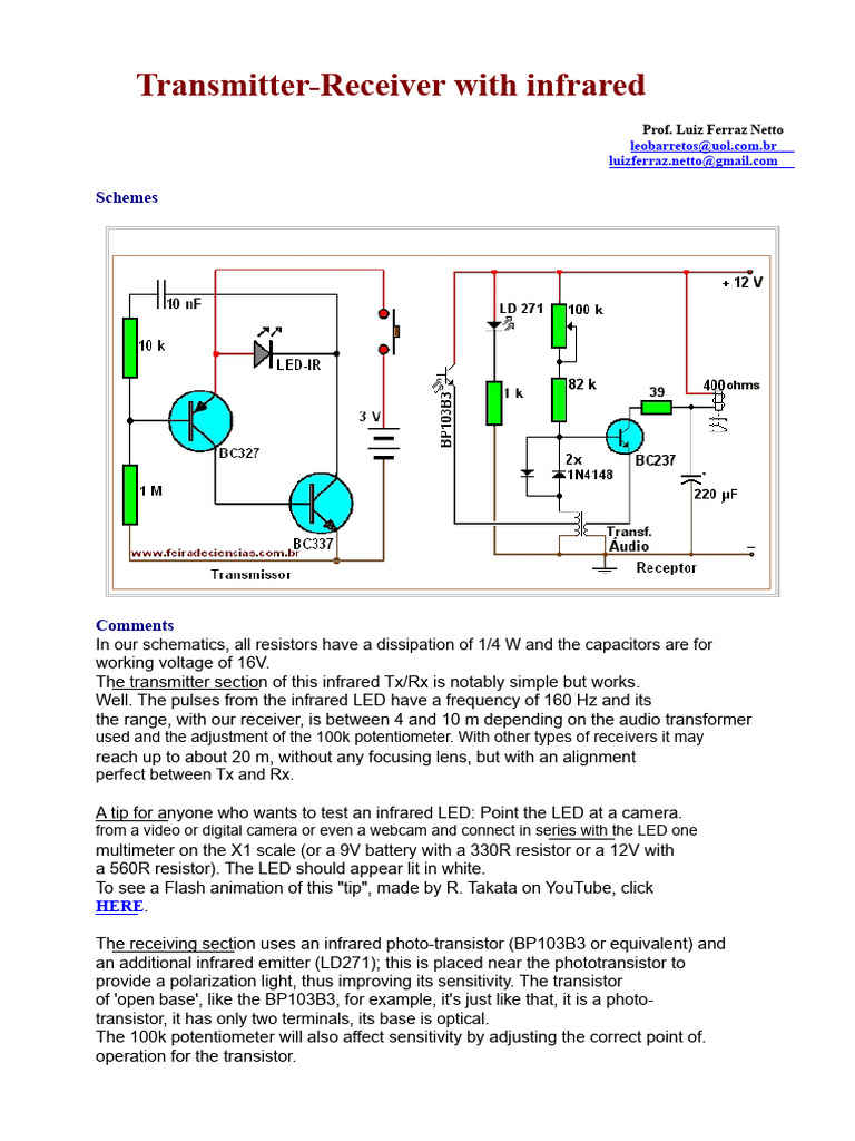 Infrared Transmitter-Receiver | PDF | Power Supply | Resistor