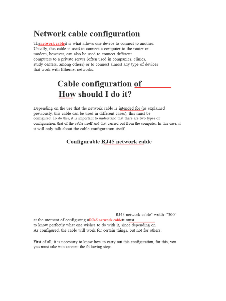 Network Cable Configuration | PDF | Computer Network | Computing
