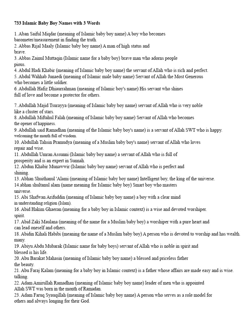 Islamic Baby Boy Names and Meanings | PDF | God In Islam | Abrahamic ...