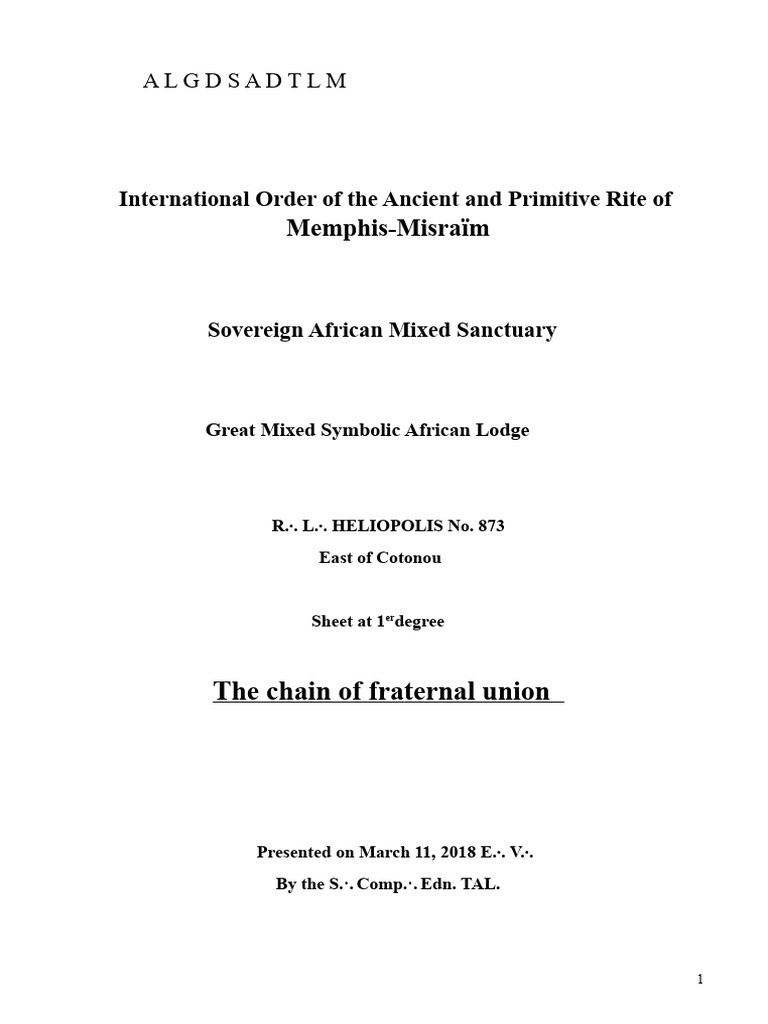 Board The Chain of Fraternal Union | PDF | Freemasonry | Titles