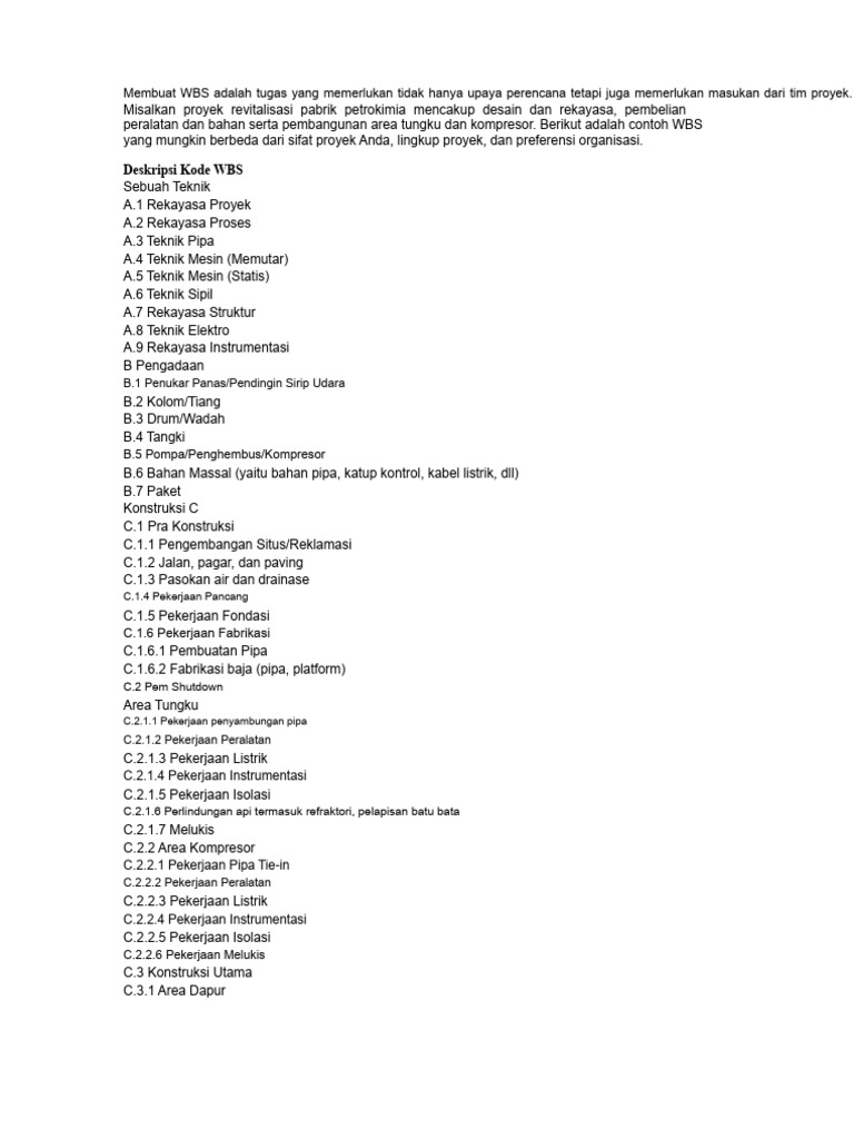 Contoh WBS Proyek Petrokimia | PDF
