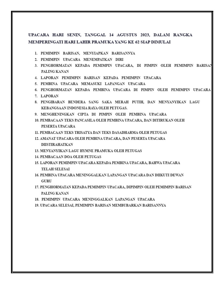 Teks MC Upacara Pramuka | PDF