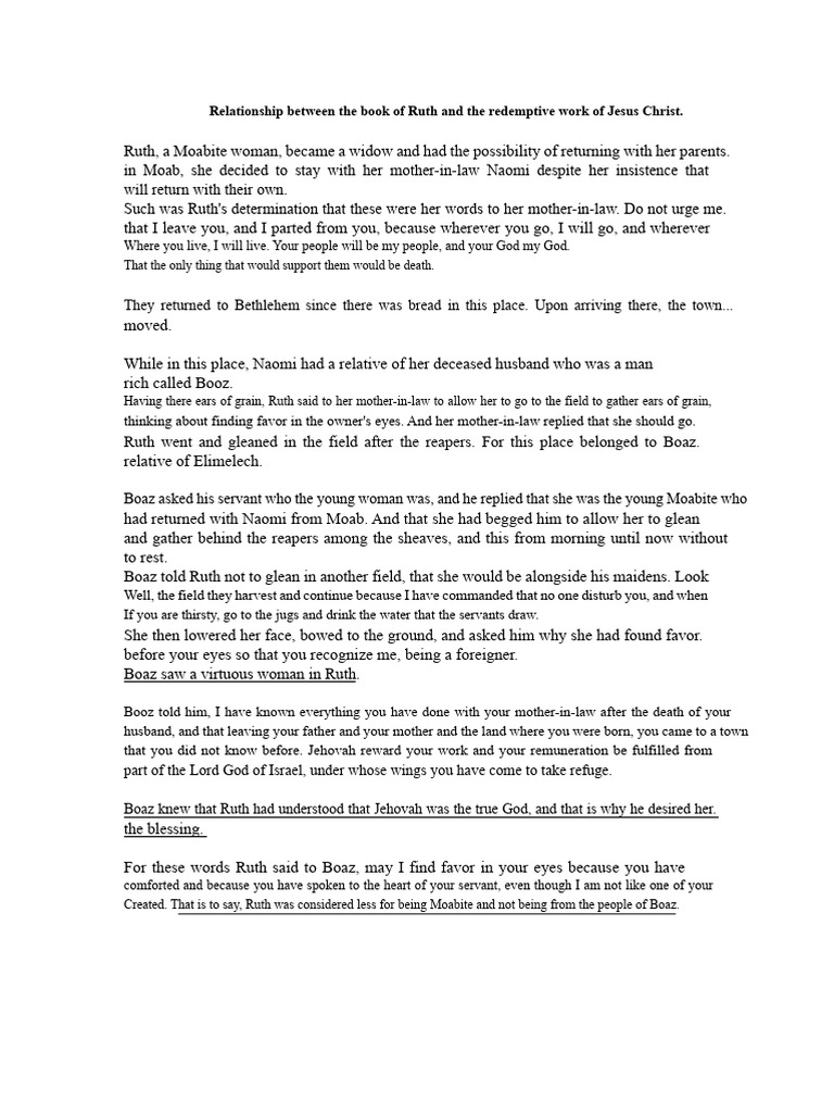 Relationship Between The Book of Ruth and The Redemptive Work of Jesus Christ | PDF | Ruth ...