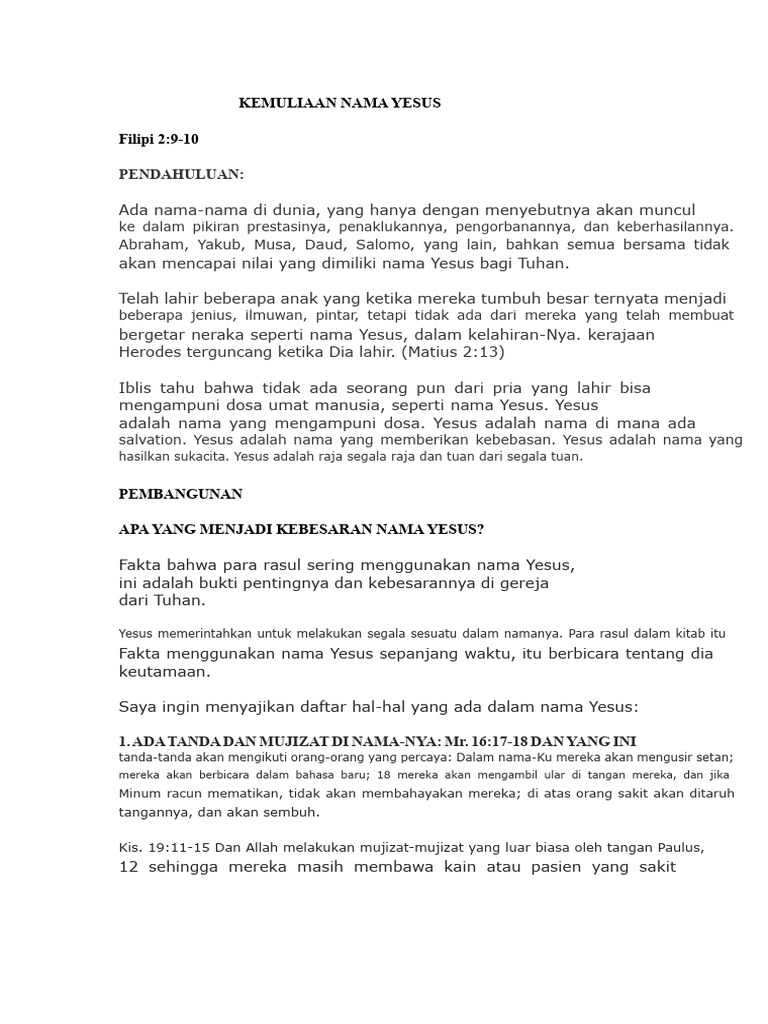 Keagungan Nama Yesus | PDF