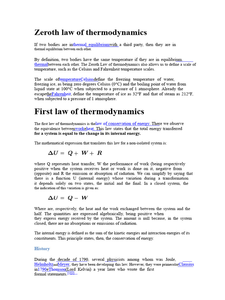 Zeroth Law of Thermodynamics | PDF | Second Law Of Thermodynamics | Heat
