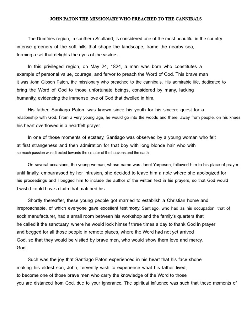 John Paton The Missionary Who Preached To The Cannibals | PDF ...