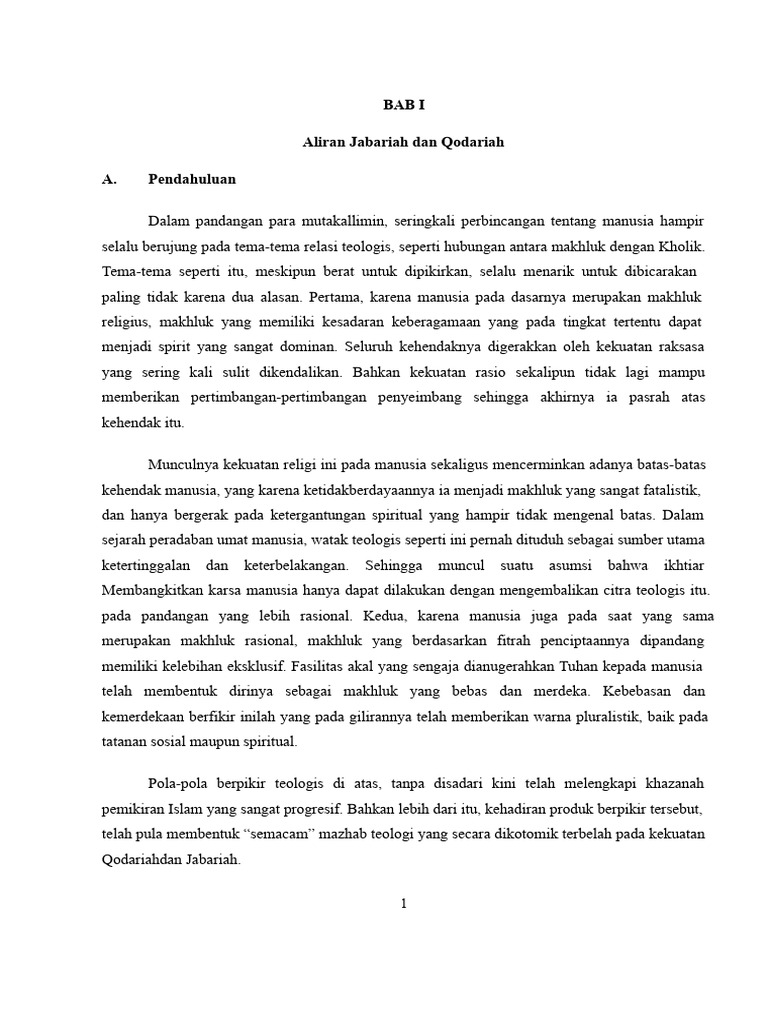 Teologi Jabariah dan Qodariah dalam Islam | PDF