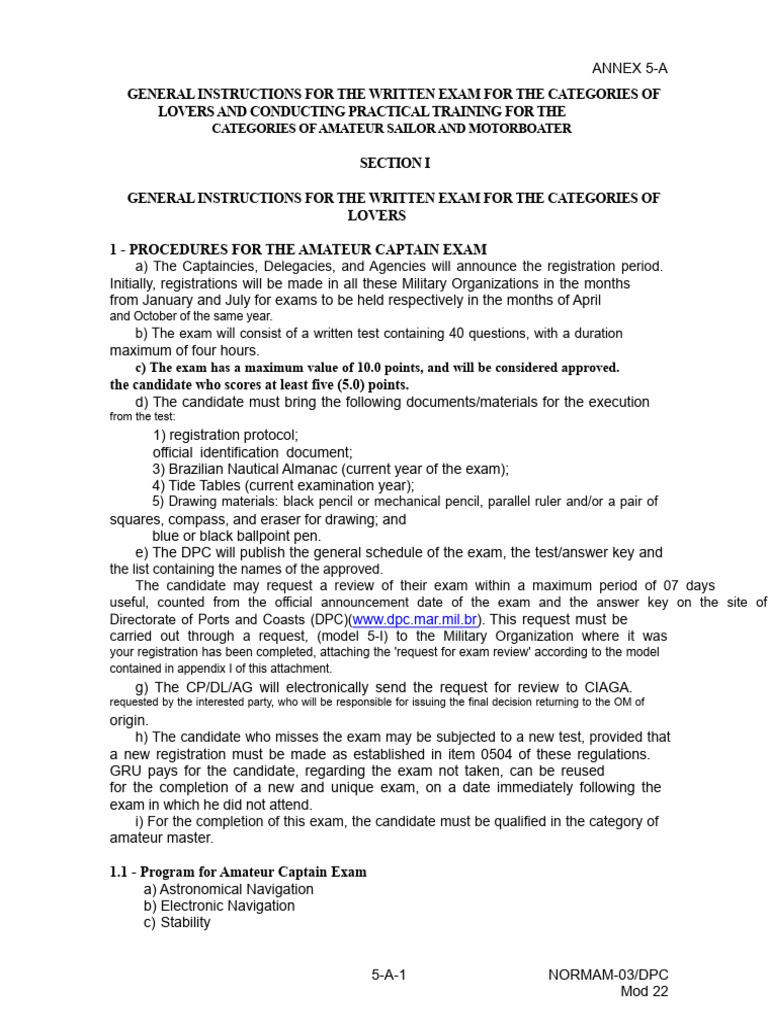 Amateur Captain Exam Guidelines | PDF | Navigation | Meteorology