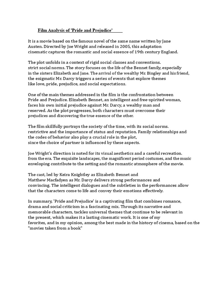 2005 Film Analysis of Pride and Prejudice | PDF