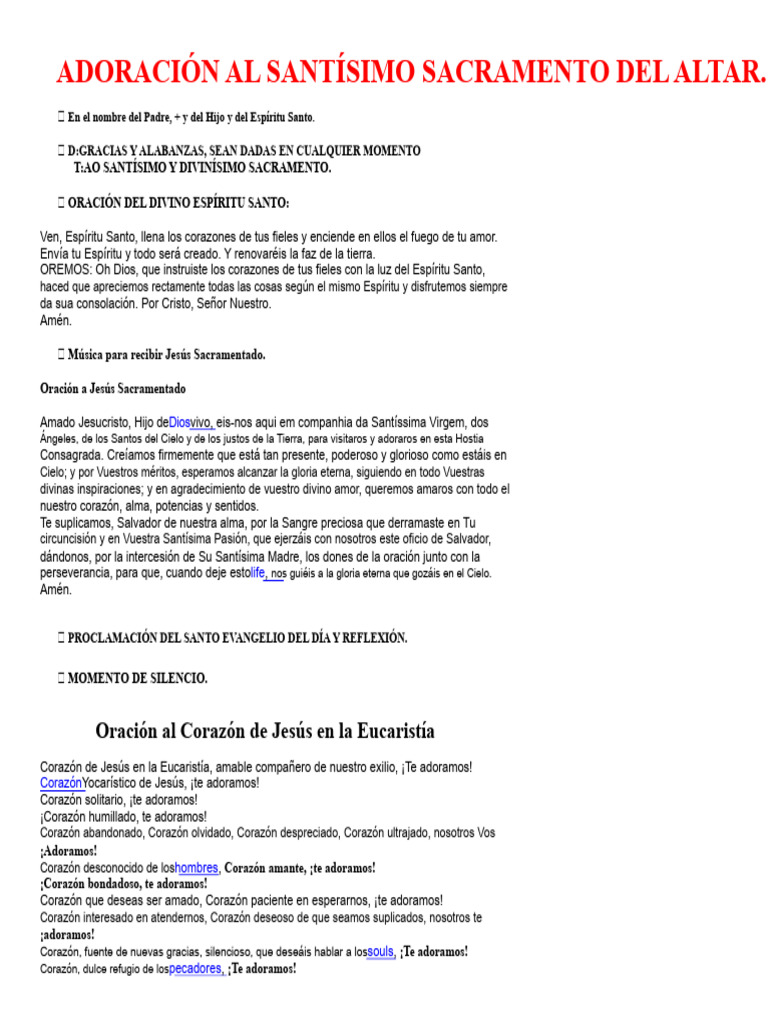 Adoración Al Santísimo Sacramento Del Altar 17 03 22 Pdf