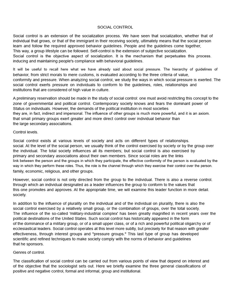 Social Control | PDF | Cost Of Living | Institution