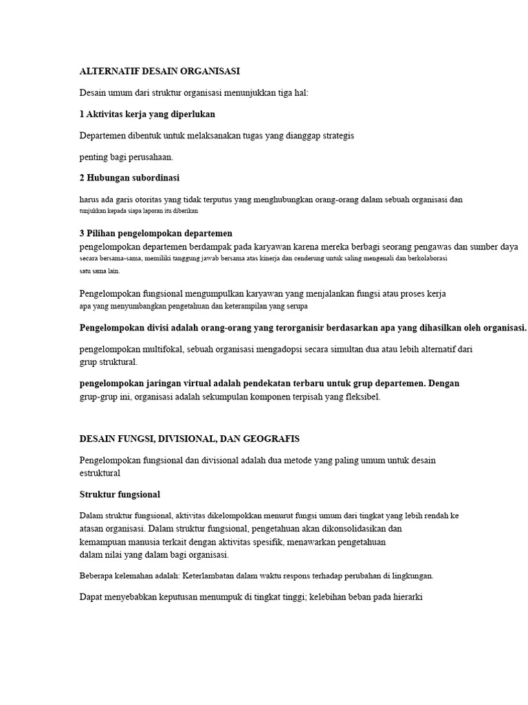 Desain Struktur Organisasi Efektif | PDF