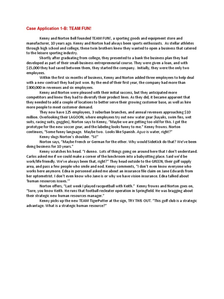 Case Application 1-b | PDF | Human Resource Management | Employment
