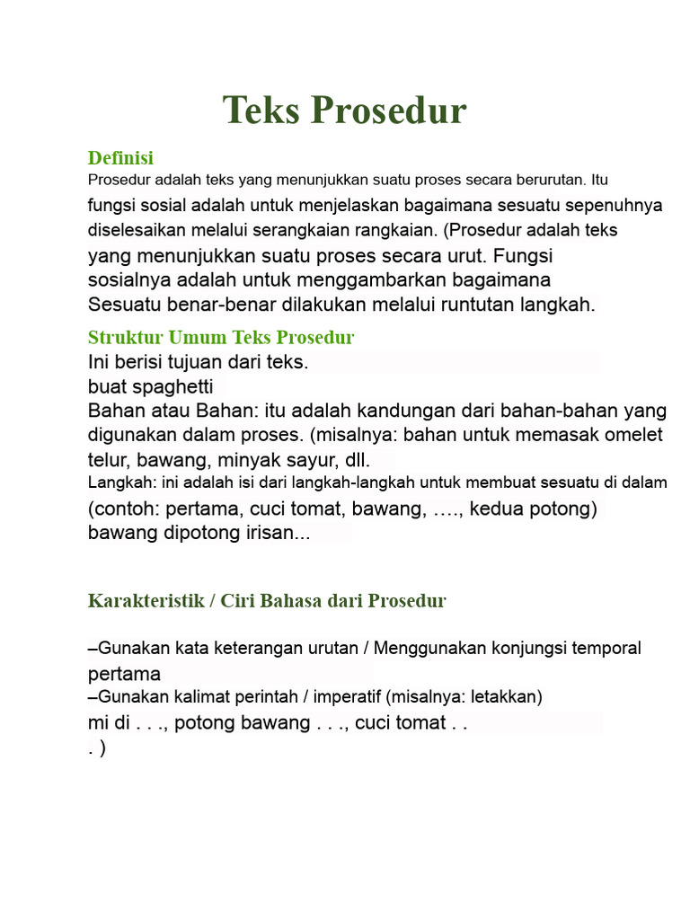 Ciri Umum Teks Prosedur dan Contoh | PDF