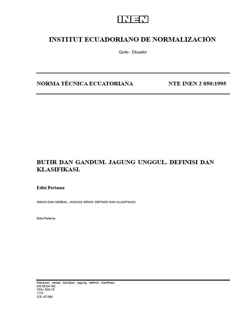 2050 Grain Dan Sereal. Jagung Bulir. Definisi Dan Klasifikasi | PDF