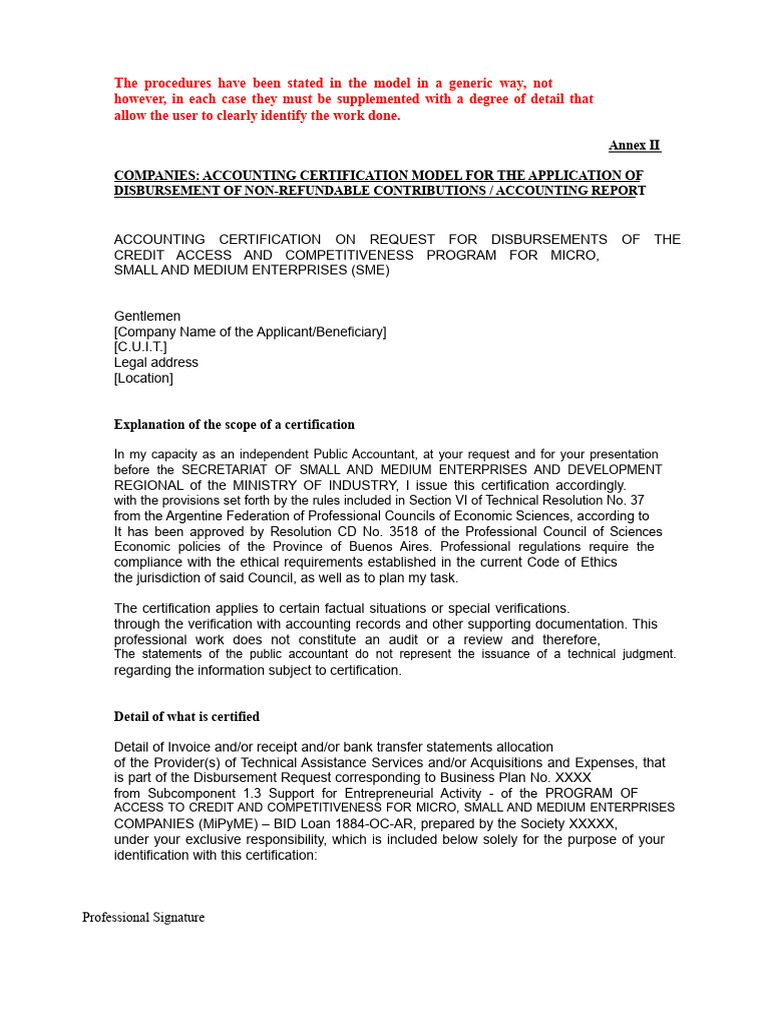 Accounting Certification for SME Disbursements | PDF | Receipt | Banks