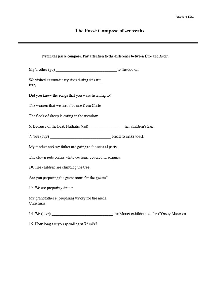 Past Tense - Verbs Ending in - Er | PDF