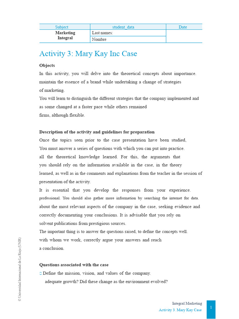 Activity 3 - Mary Kay - Executives - O23 | PDF | Information | Marketing