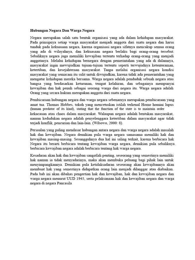 Hubungan Negara dan Warga Negara | PDF