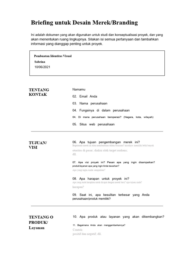 Briefing Desain Identitas Visual | PDF