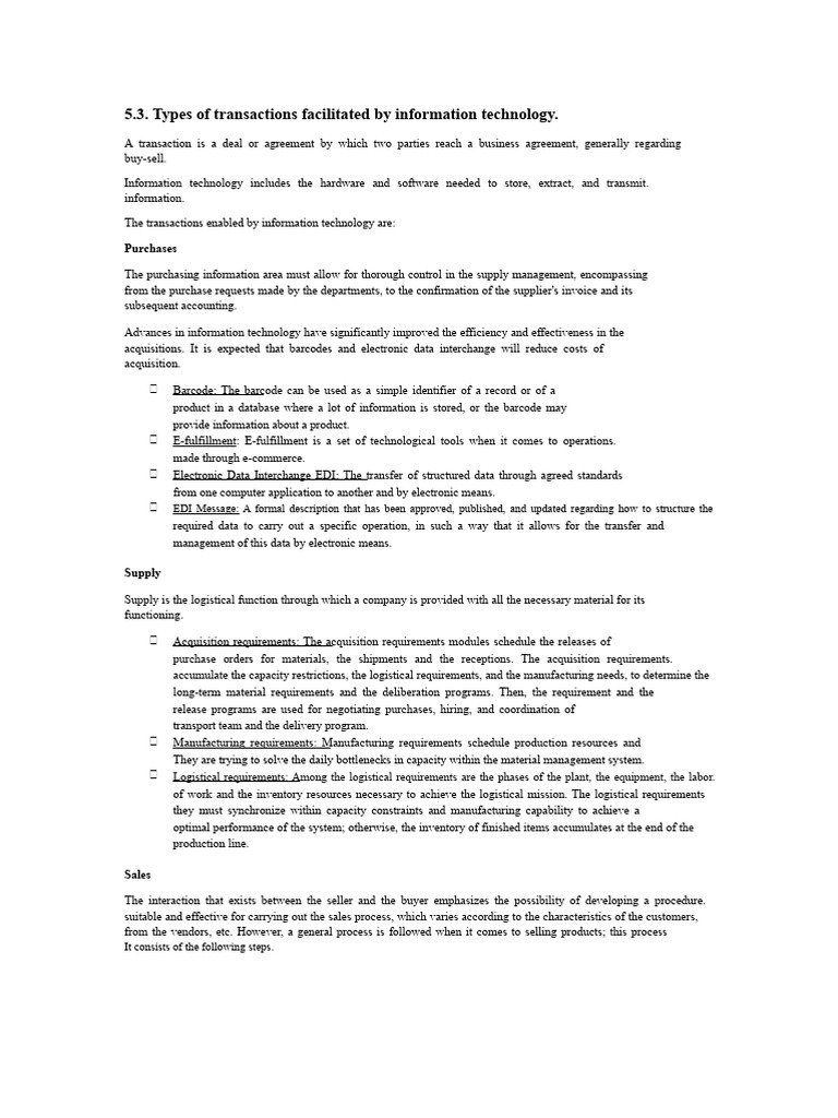 IT-Enabled Transaction Types Explained | PDF | Electronic Data ...
