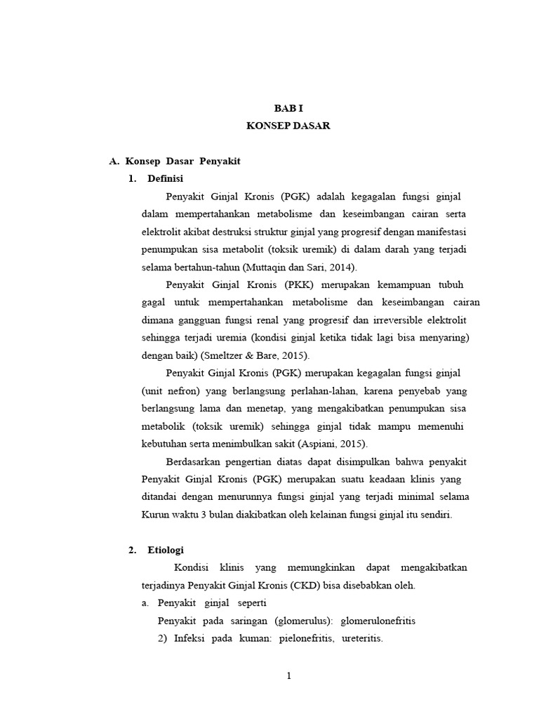 Penyakit Ginjal Kronis: Definisi dan Gejala | PDF