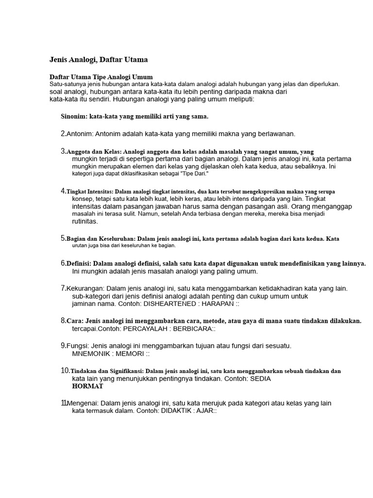 Tipe-Tipe Analogi dalam Bahasa | PDF