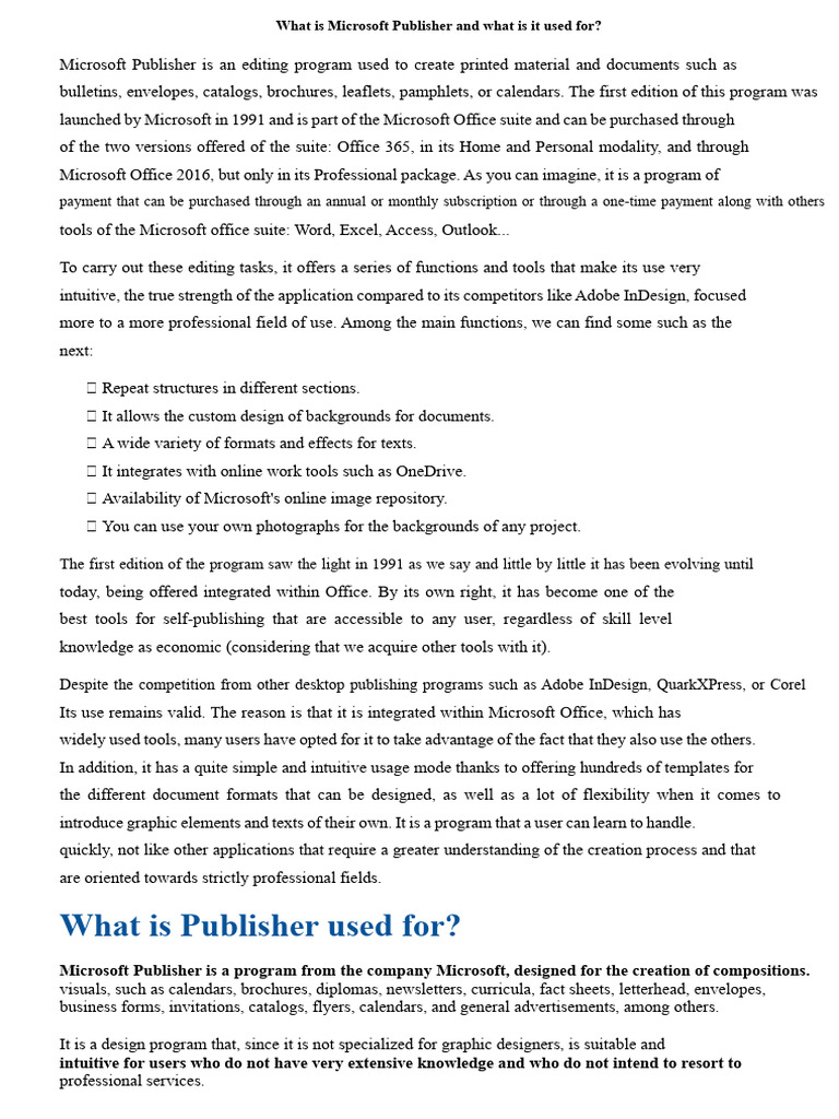 Microsoft Publisher: Uses and Benefits | PDF | Microsoft Office ...