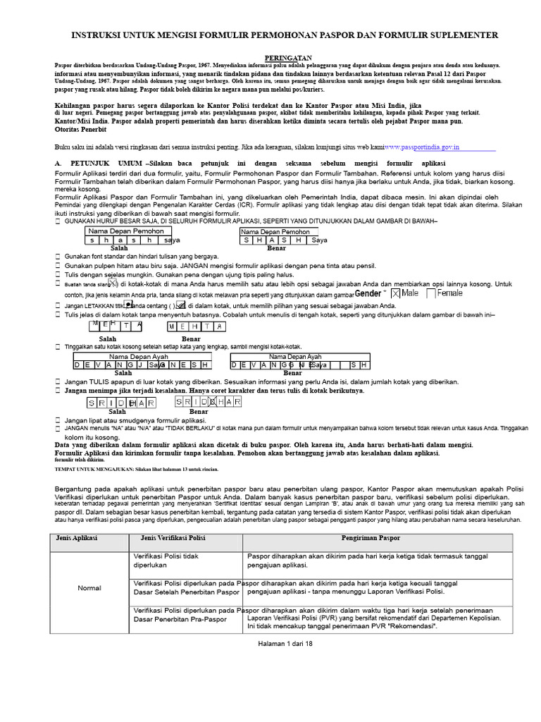 Panduan Pengisian Formulir Paspor | PDF