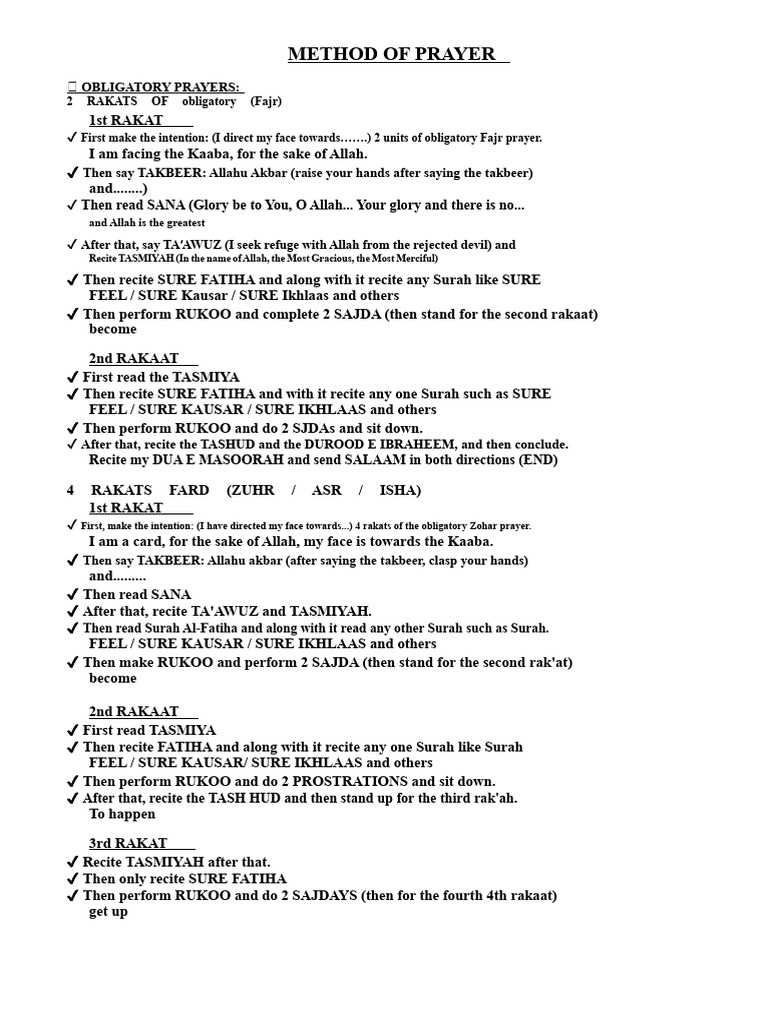 Salah Method and Procedure Guide | PDF | Abrahamic Religions | Semitic ...