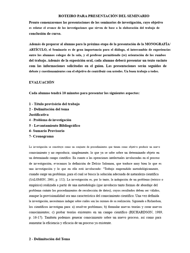 Guion para Presentación Del Seminario PDF | PDF | Conocimiento | Causalidad
