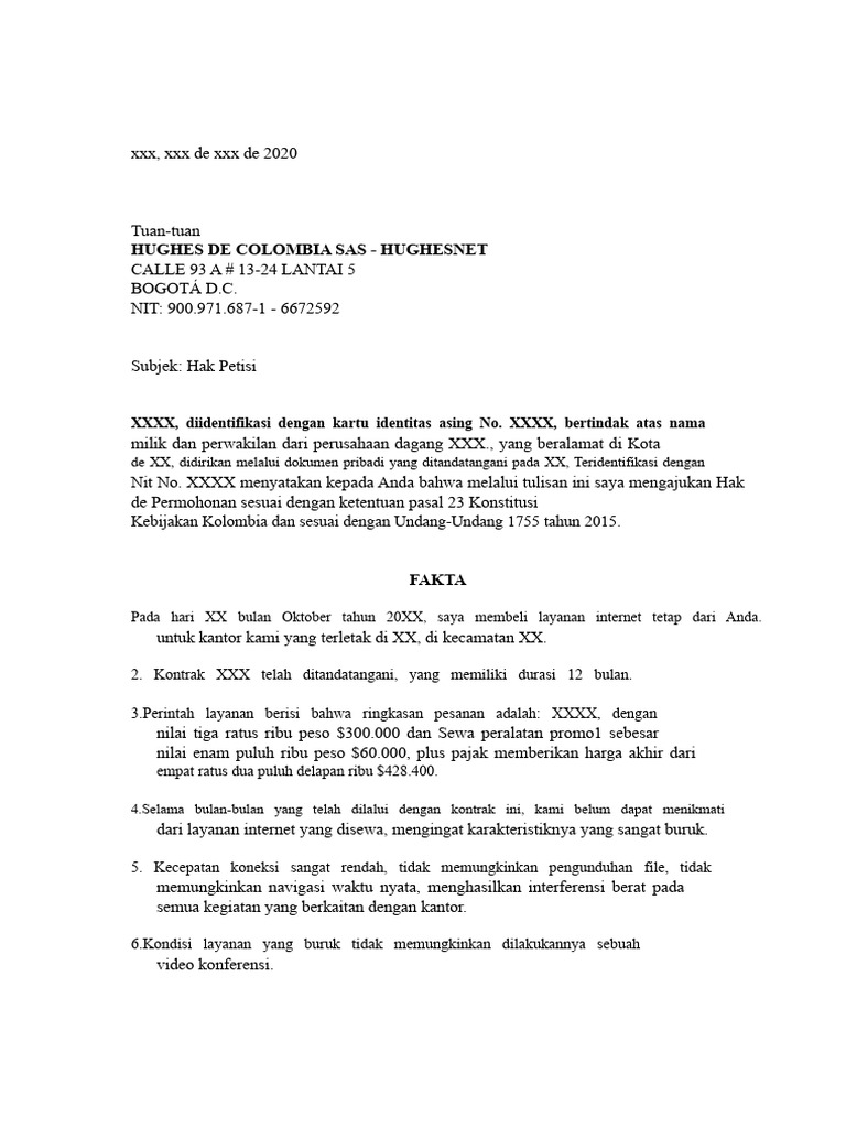 Pengajuan Hak Petisi Layanan Internet | PDF