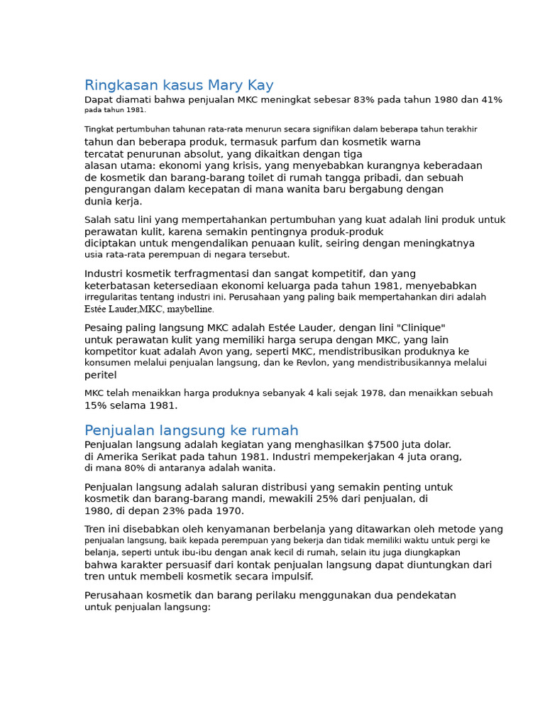 Ringkasan Kasus Mary Kay | PDF