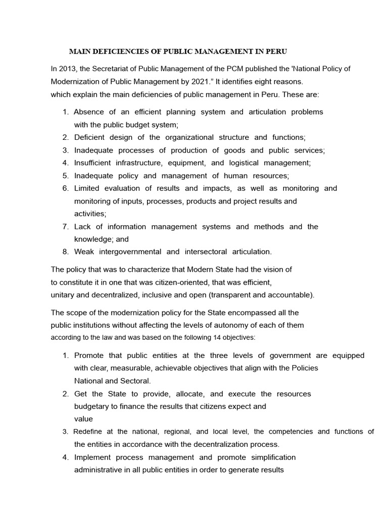 Public Management Deficiencies in Peru | PDF | Information | Policy