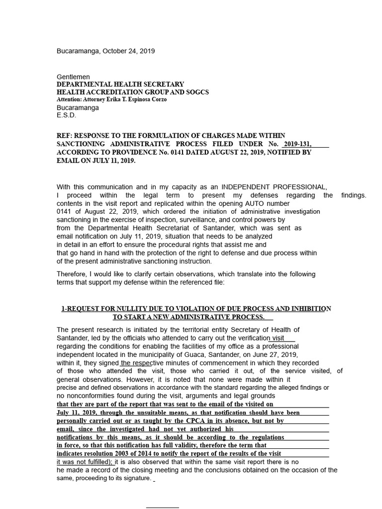 Discharges Administrative Sanctioning Process in Health | PDF | Due ...