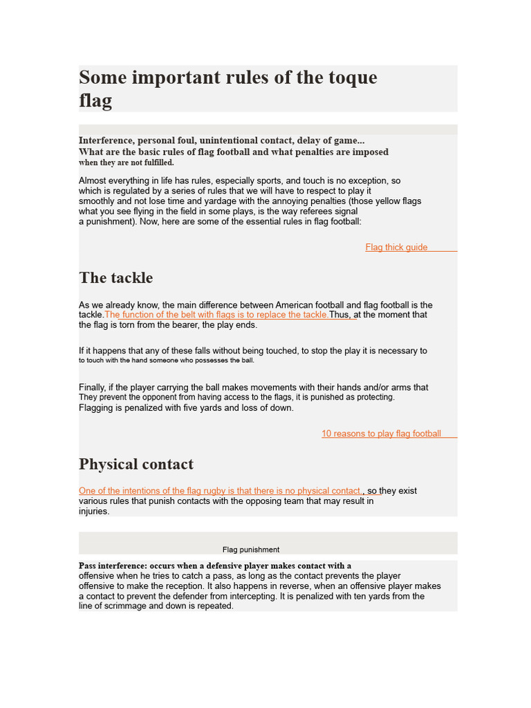 Some Important Rules of Flag Football | PDF | Association Football ...