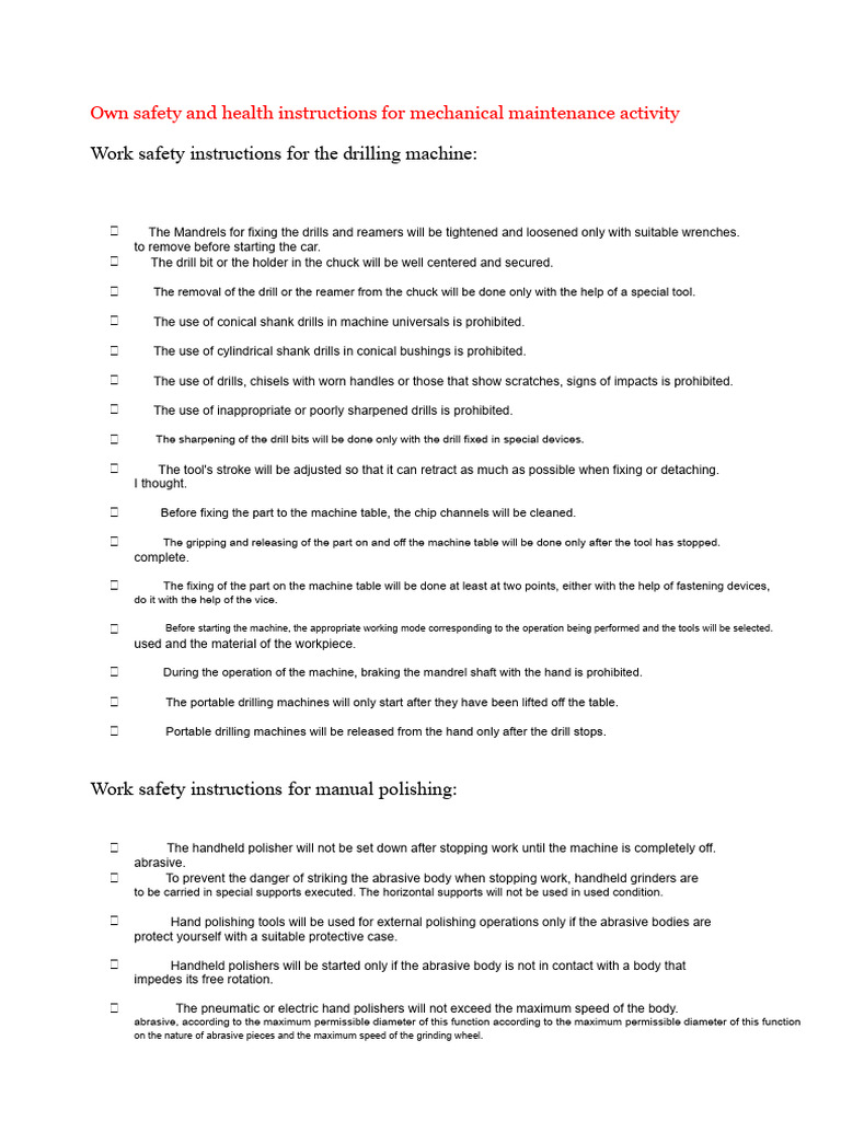 Mechanical Maintenance Safety Guidelines | PDF | Welding | Construction